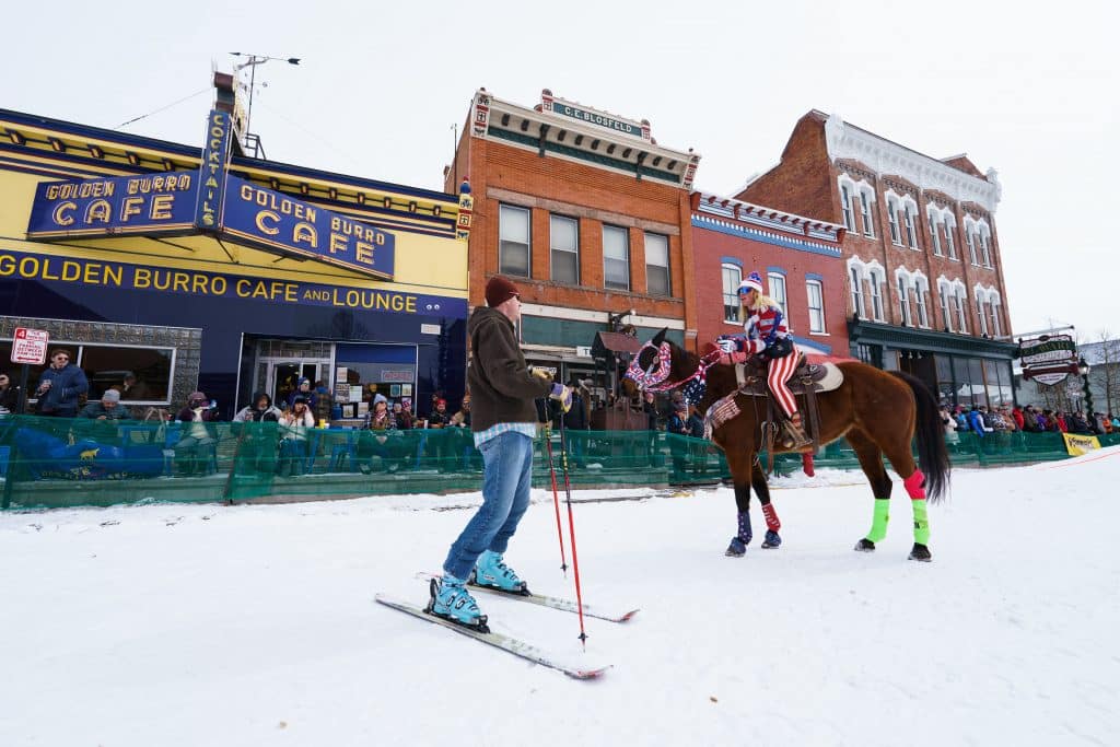 PHOTOS: See horses pull skiers through downtown at Leadville Ski Joring ...